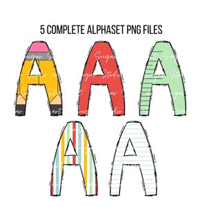 School Teacher Doodle Alphabet Bundle, Teacher PNG Letters, Numbers ...