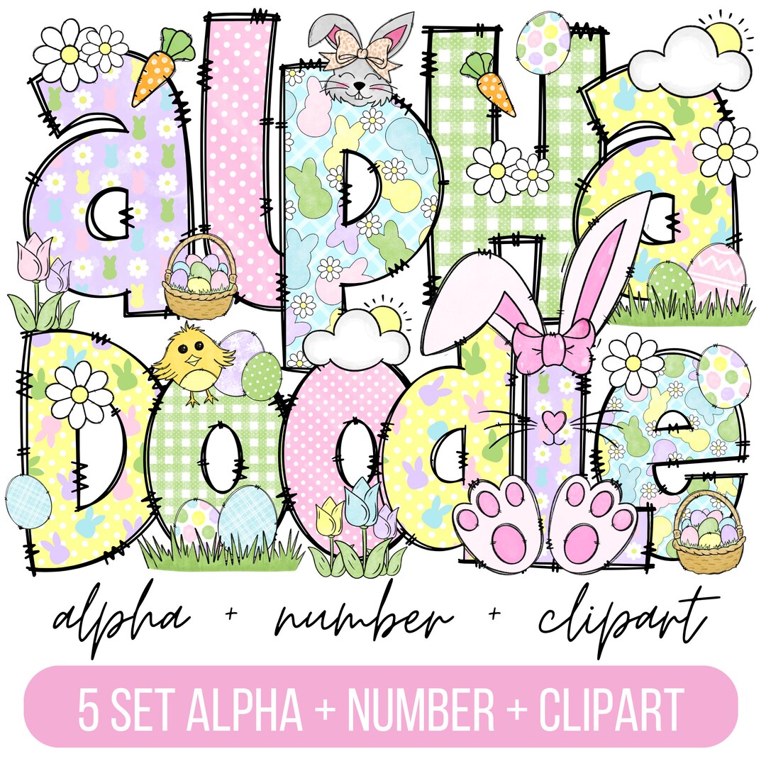 Easter Day Alphabet Letters PNG Bundle #2, Easter Clipart Png, Bunny ...
