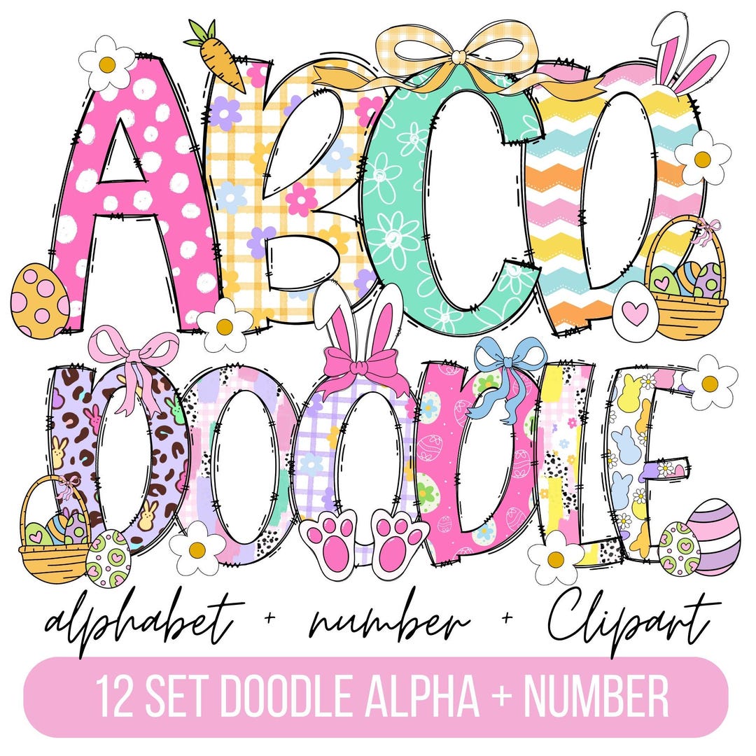 Easter Day Alphabet Letters PNG Bundle, Easter Clipart Png, Bunny ...