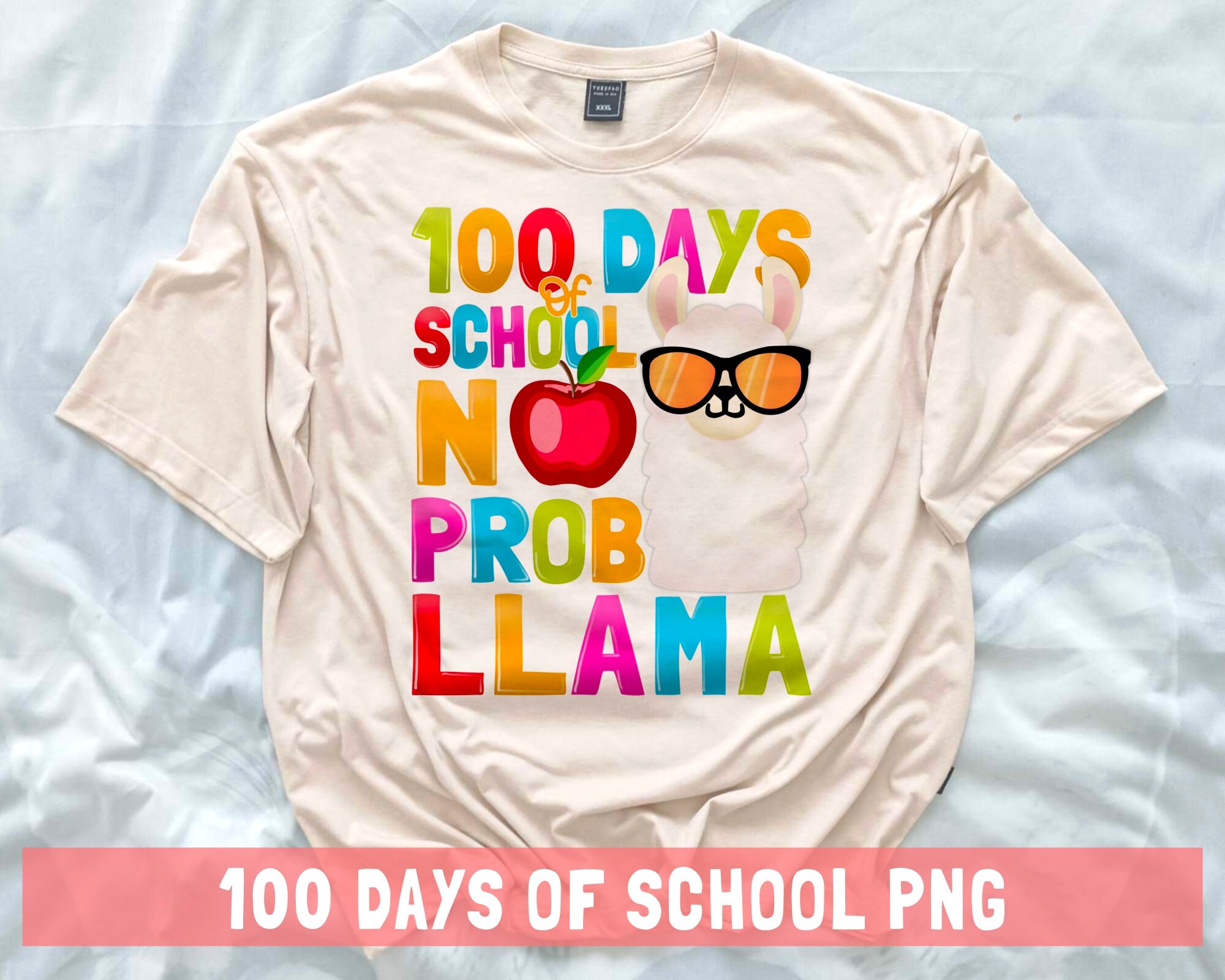 100 Days of School Png, No Probllama Llama 100th Day Png Digital ...