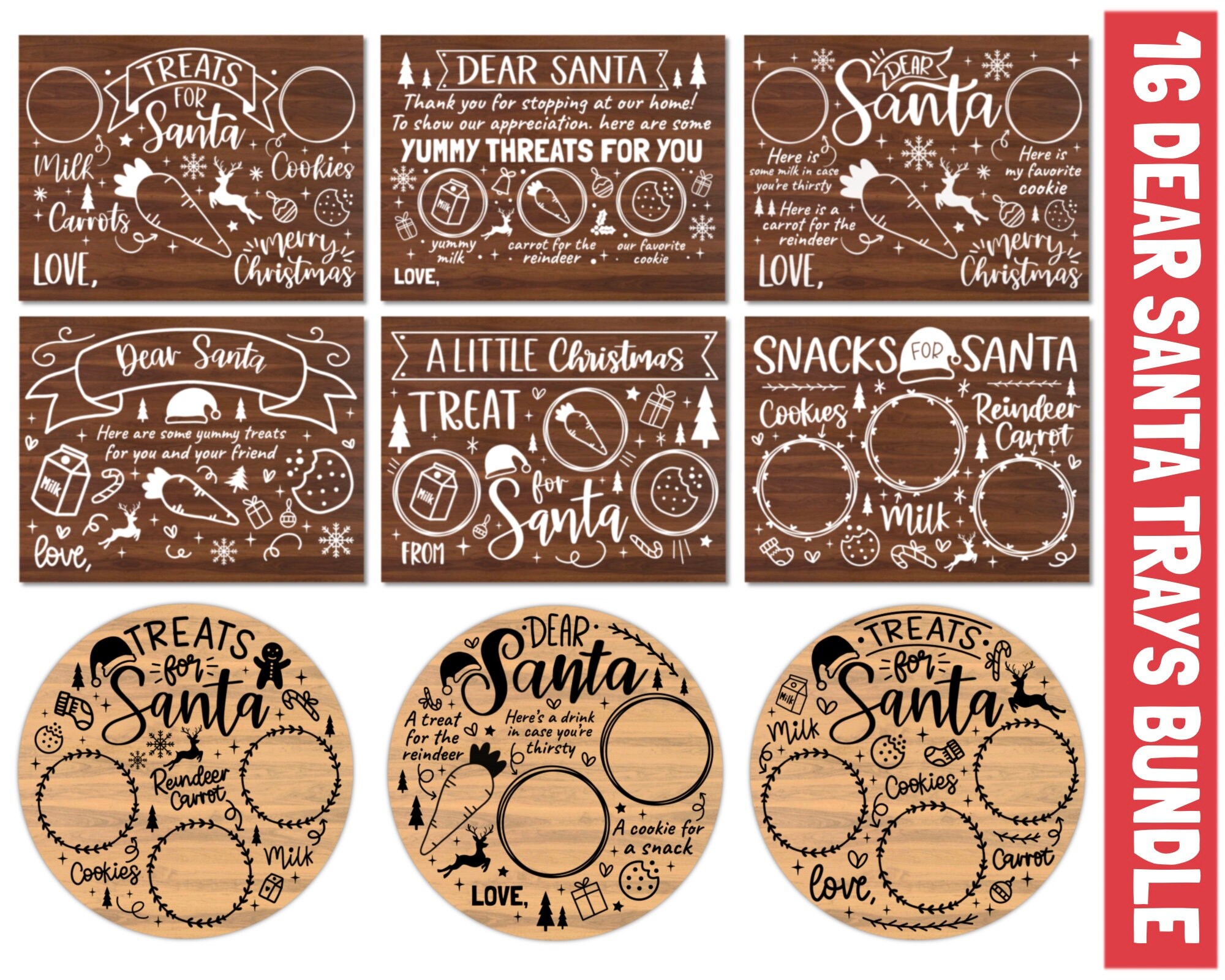 16 Dear Santa Tray SVG Christmas Bundle SVG Santa Tray SVG - Etsy