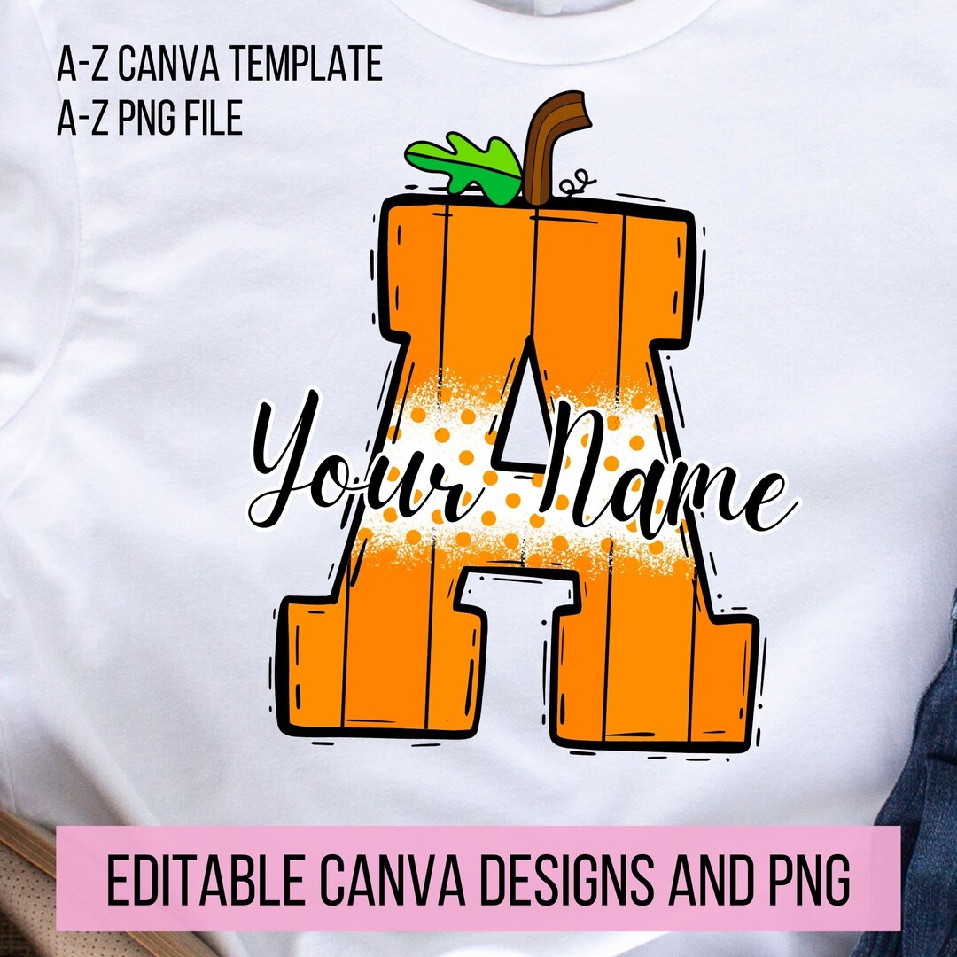 Pumpkin Doodle Alphabet Letters PNG Bundle, Canva TEMPLATE, Make Your ...
