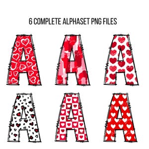 Valentine Doodle Letters V2, Valentines Alphabet PNG, Valentines Day ...