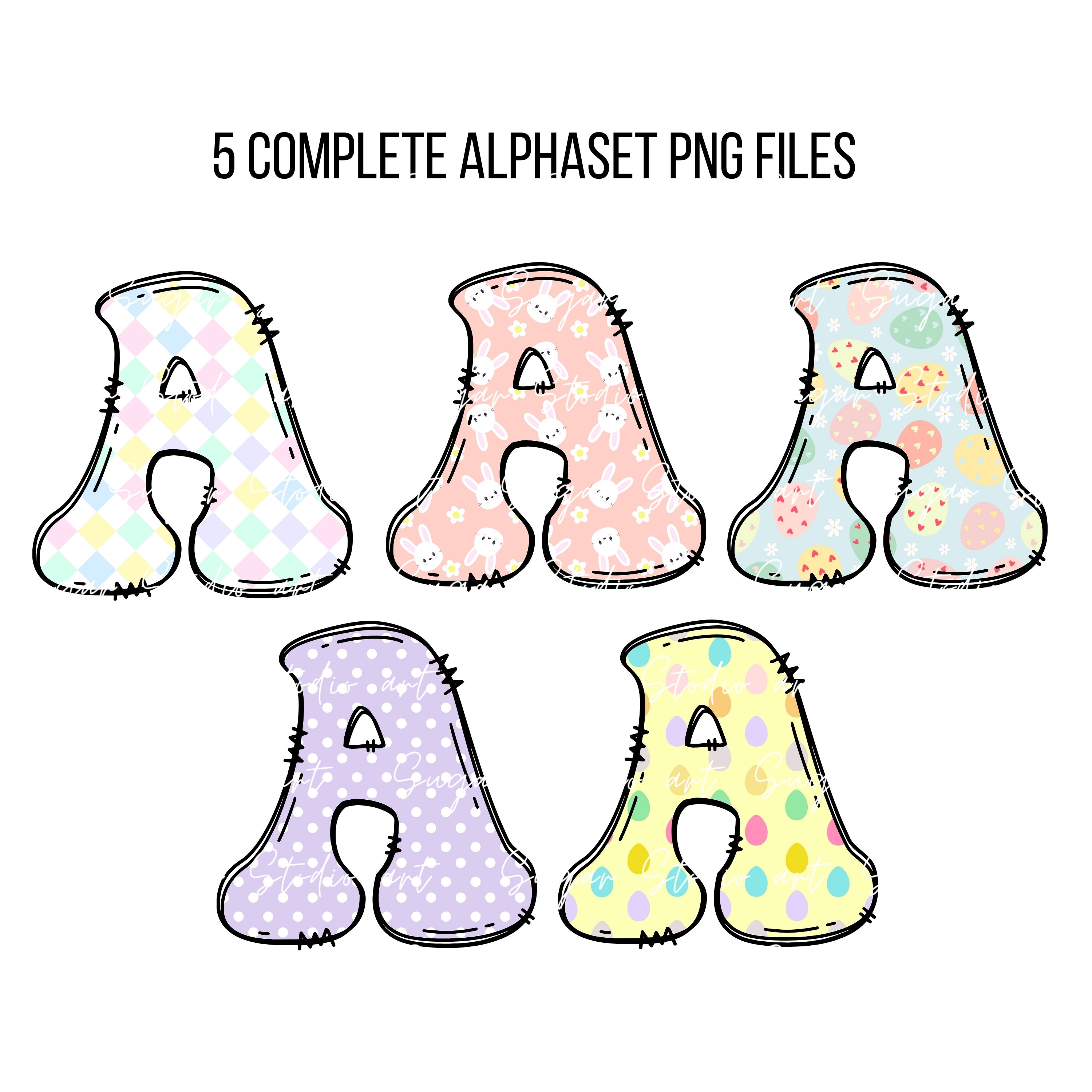 Easter Day Alphabet Letters PNG Bundle, Easter Clipart Png, Bunny ...
