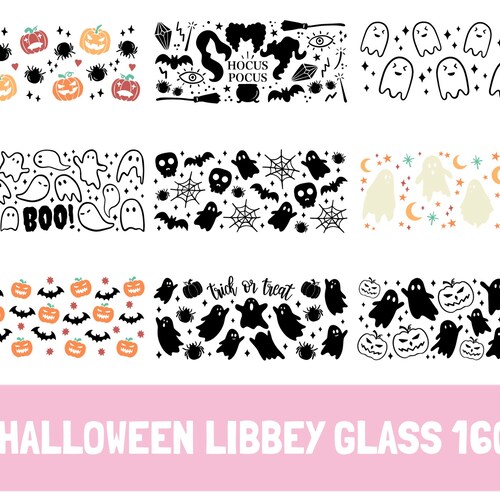 Cute Ghosts Glass Wrap SVG Halloween Boo Pink Layered 16oz Can - Etsy