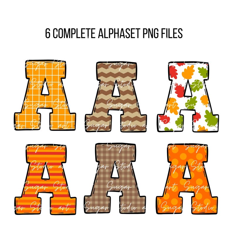 Fall Autumn Doodle Alphabet Bundle, Fall PNG Letters, Numbers ...