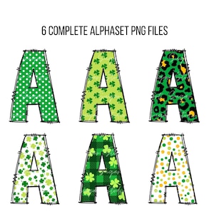 St.patrick Doodle Letters, Clover Alphabet PNG, St.patrick Day Clipart ...