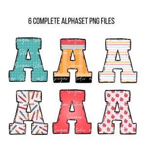 Retro Back to School Teacher Doodle Alphabet Bundle, Teacher PNG ...