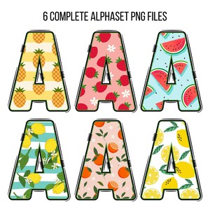 Summer Alphabet Letters PNG Bundle, Summer Clipart Png, Fruit Doodle ...