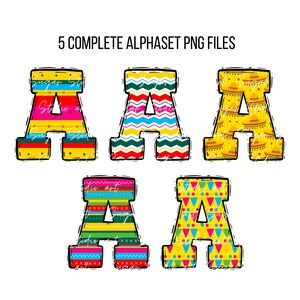 Fiesta Doodle Alphabet Bundle, Fiesta PNG Letters, Numbers ...