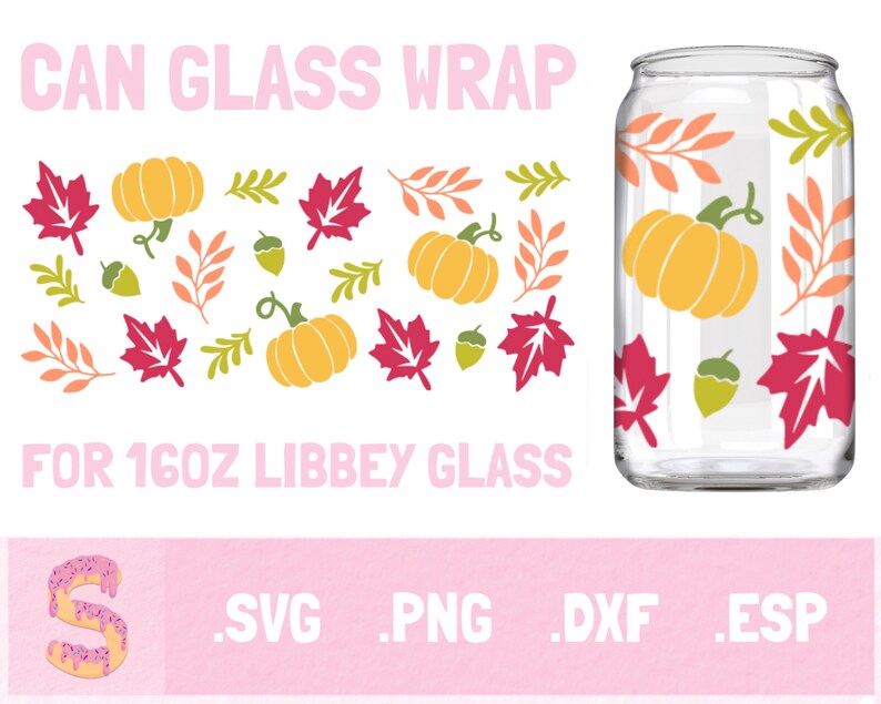 9 Autumn Can Glass Wrap SVG Fall Libbey Svg Pumpkin Svg - Etsy
