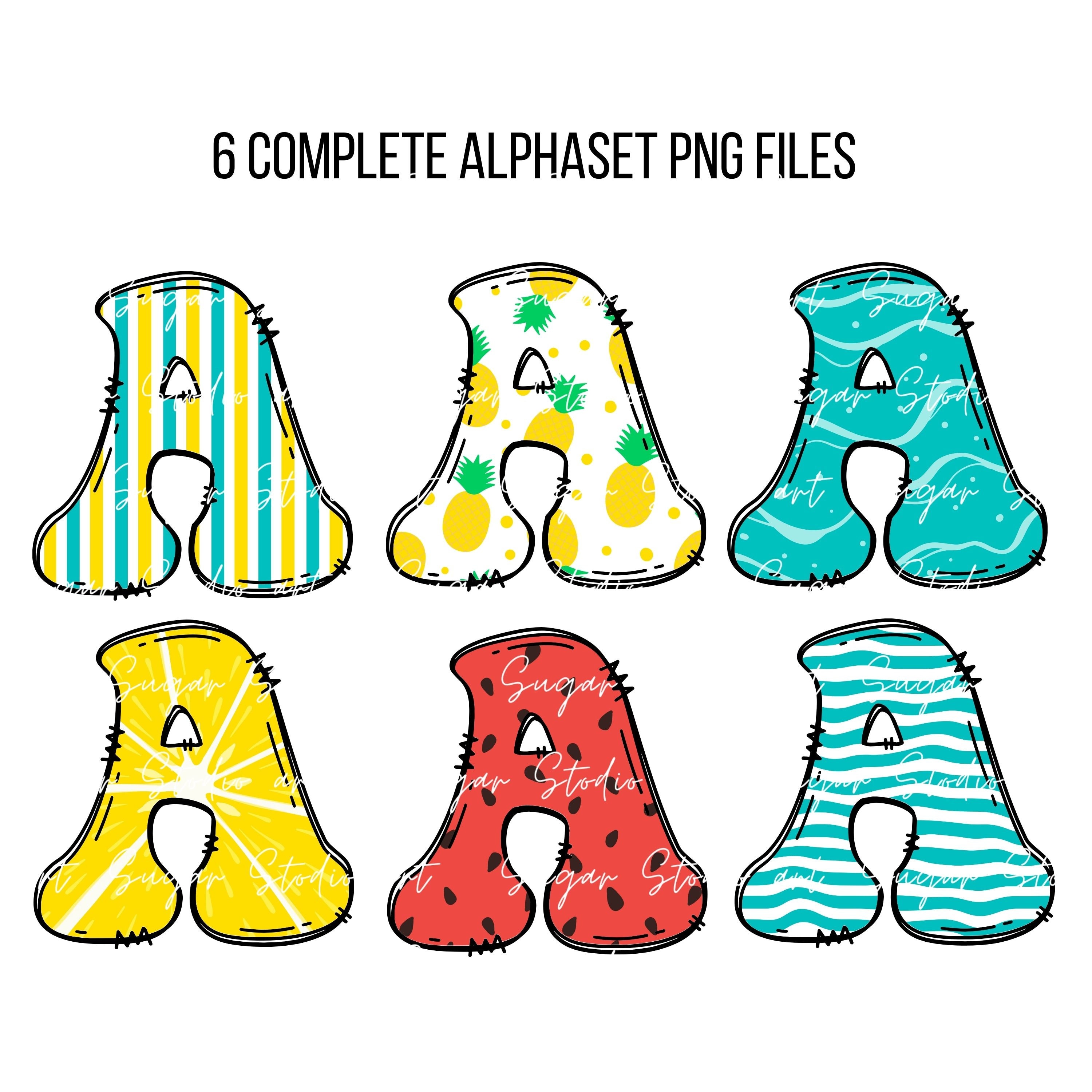 Summer Alphabet Letters PNG Bundle, Summer Clipart Png, Beach Doodle ...