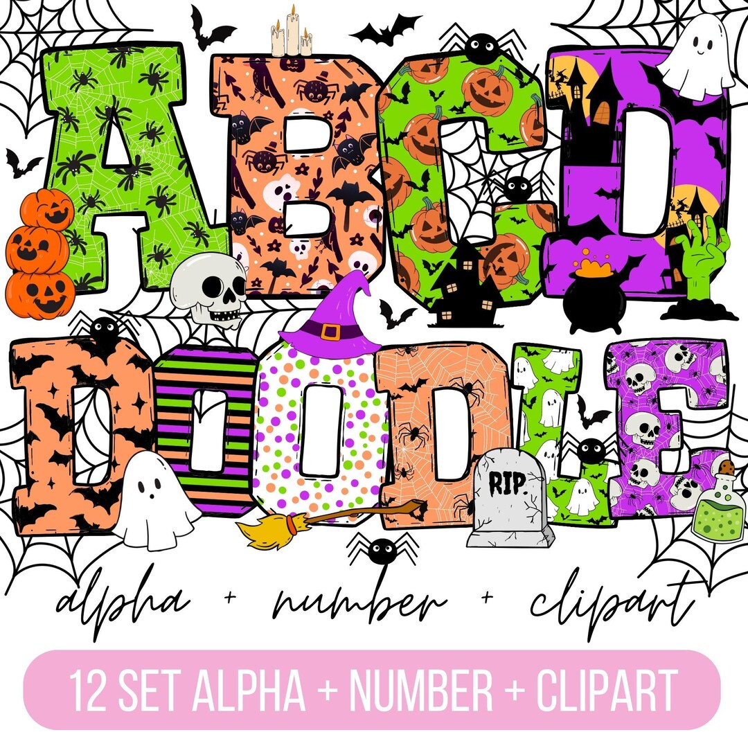 Halloween Spooky Witch Alphabet Bundle, Halloween PNG Letters, Numbers ...