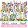 School Teacher Doodle Alphabet Bundle, Teacher PNG Letters, Numbers ...
