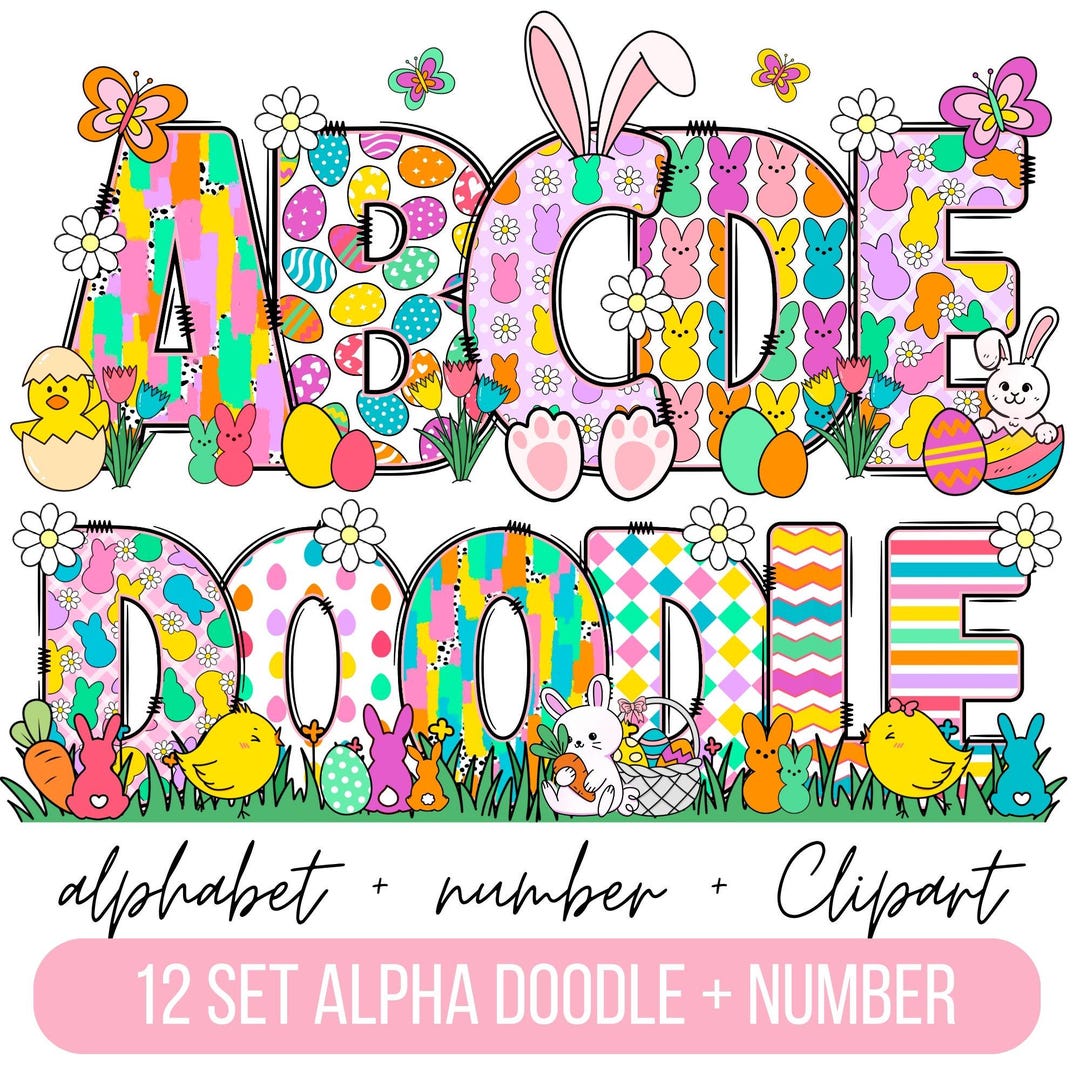 Easter Day Alphabet Letters PNG Bundle, Easter Clipart Png, Bunny ...