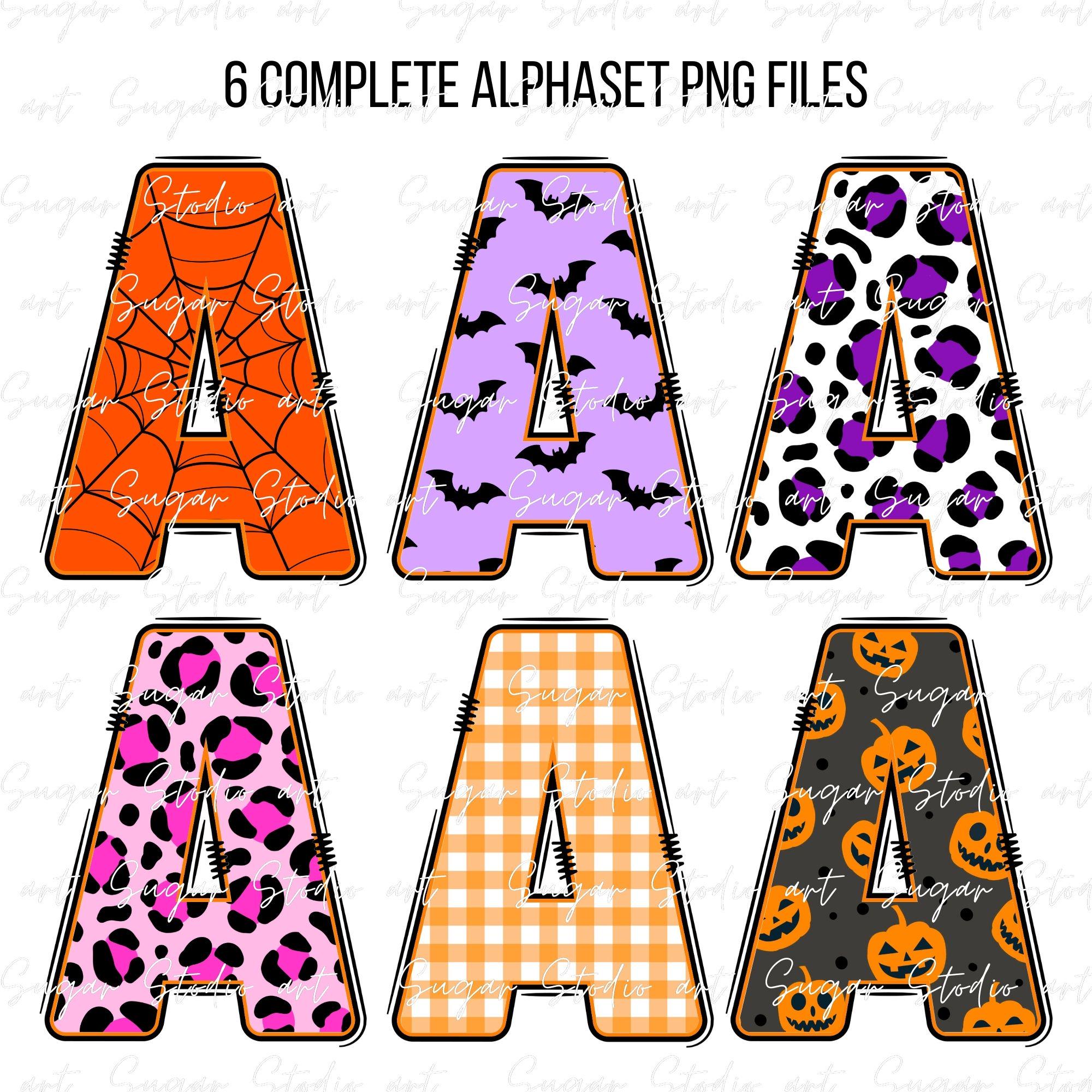 Halloween Leopard Doodle Letters PNG Files, Make Your Own Name, Doodle ...