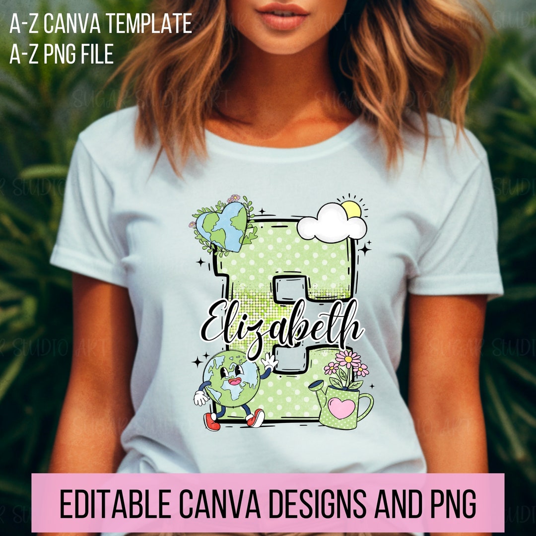 Earth Day Doodle Letter PNG, Mother Earth Day, Add Your Own Name, CANVA ...