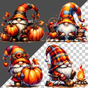 Autumn Gnomes Clipart Bundle Fall Season Digital Clip Art, Cute Gnome ...