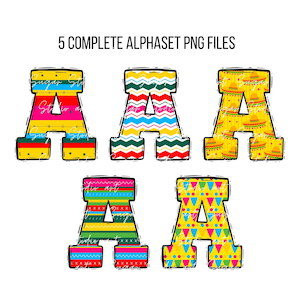 Pack 4 Fiesta Doodle Alphabet Bundle, Fiesta PNG Letters, Numbers ...