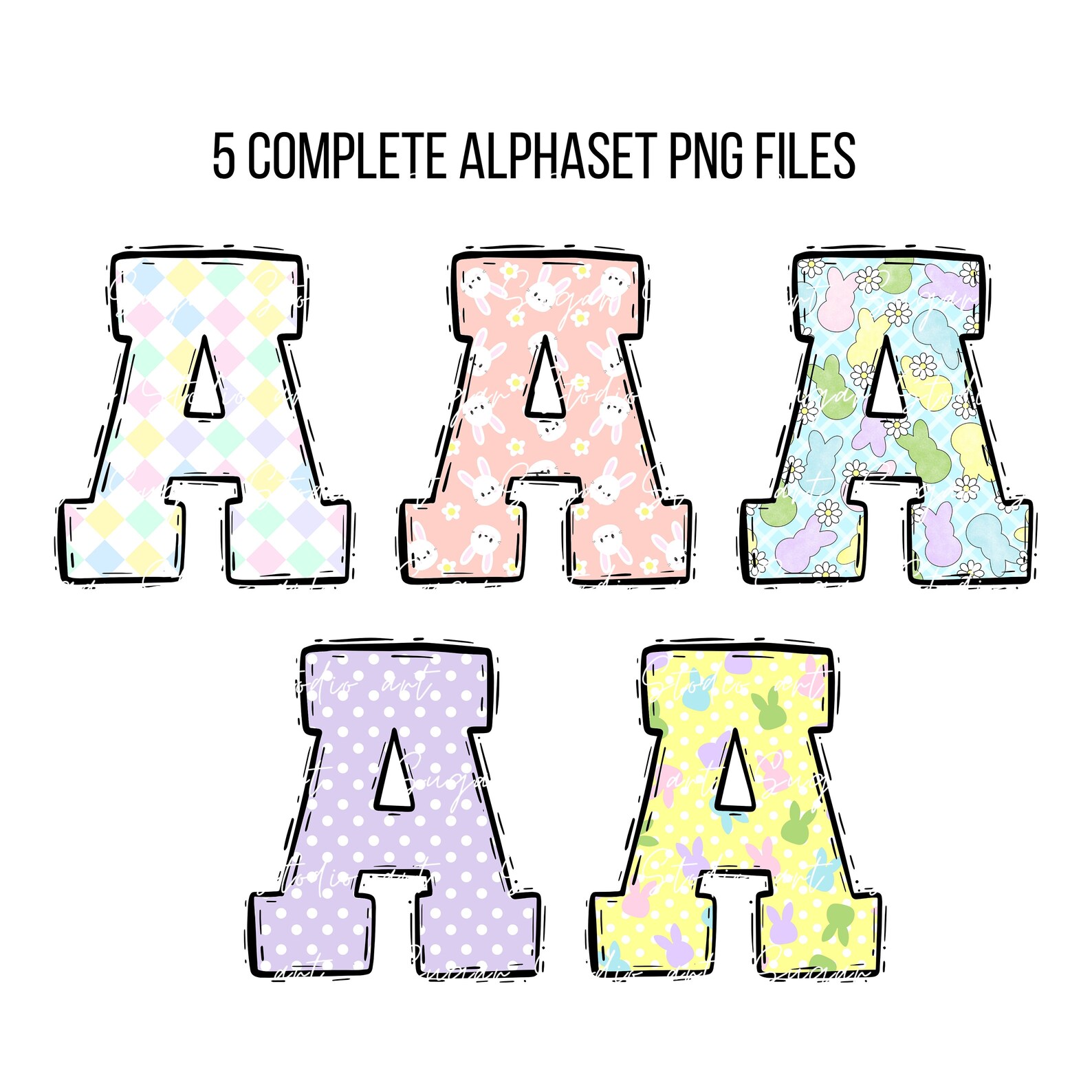Easter Day Alphabet Letters PNG Bundle, Easter Clipart Png, Bunny ...