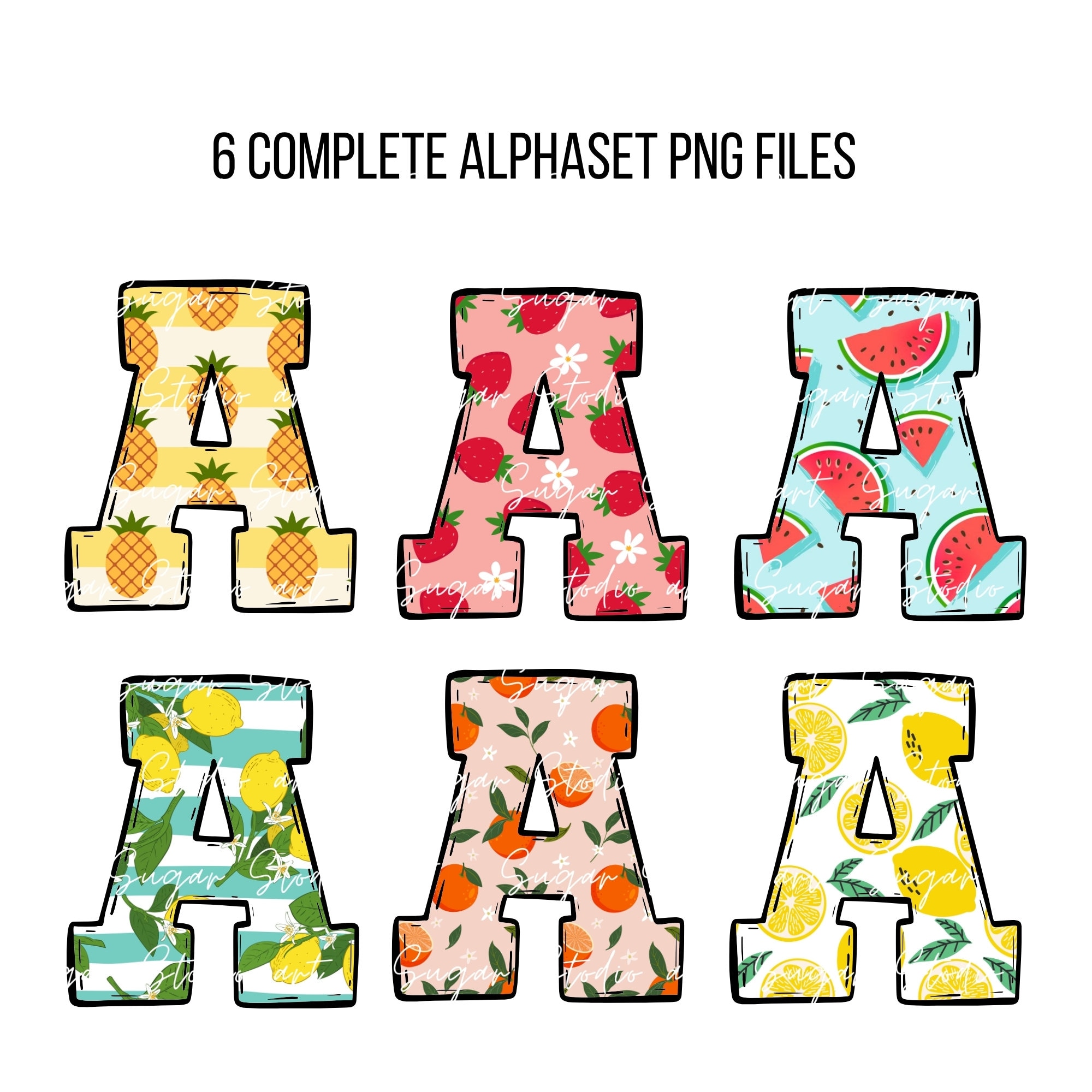 Summer Alphabet Letters PNG Bundle, Summer Clipart Png, Fruit Doodle ...
