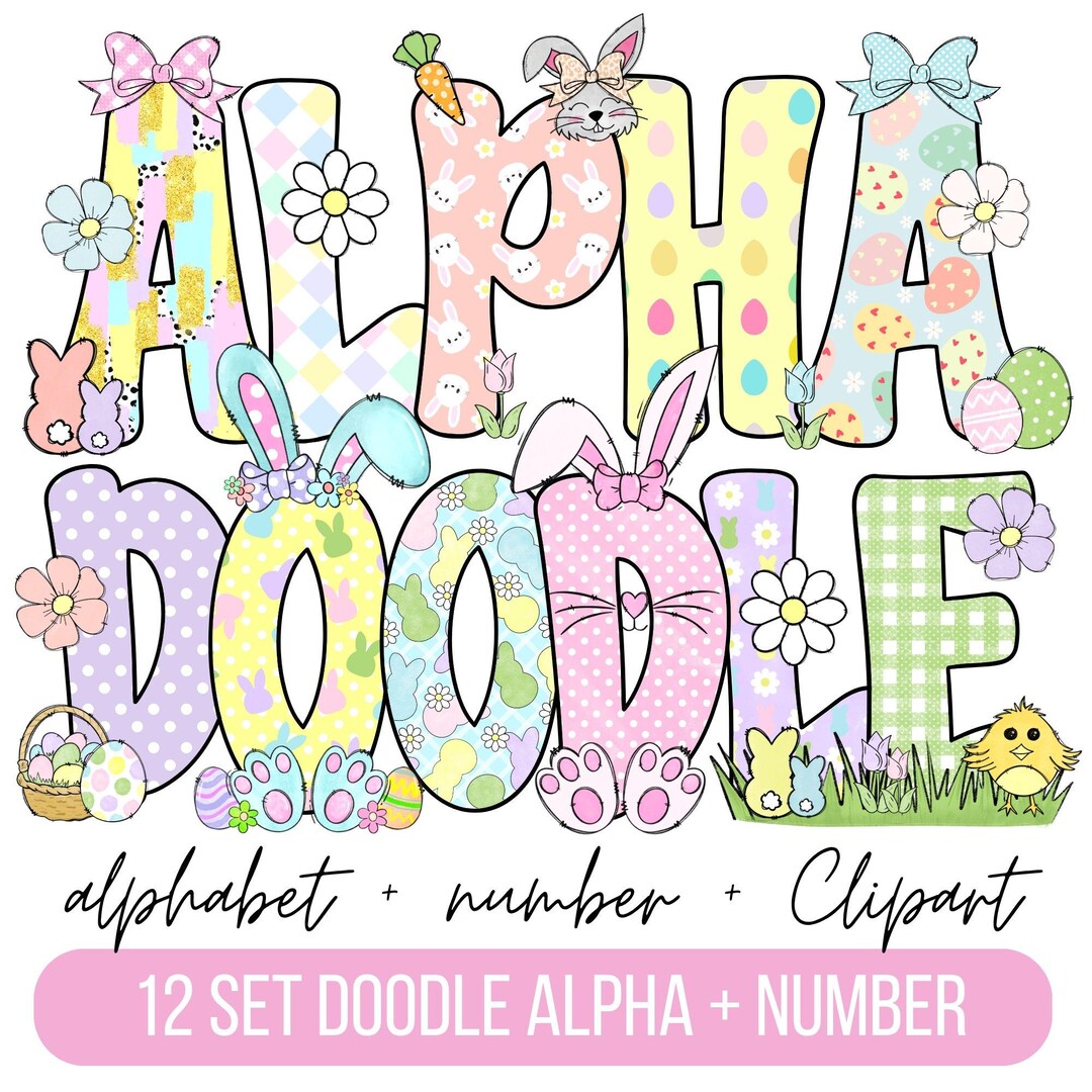 Easter Day Alphabet Letters PNG Bundle, Easter Clipart Png, Bunny ...