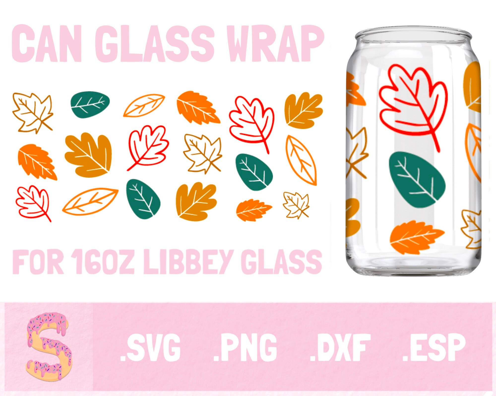 9 Autumn Can Glass Wrap SVG Fall Libbey Svg Pumpkin Svg - Etsy