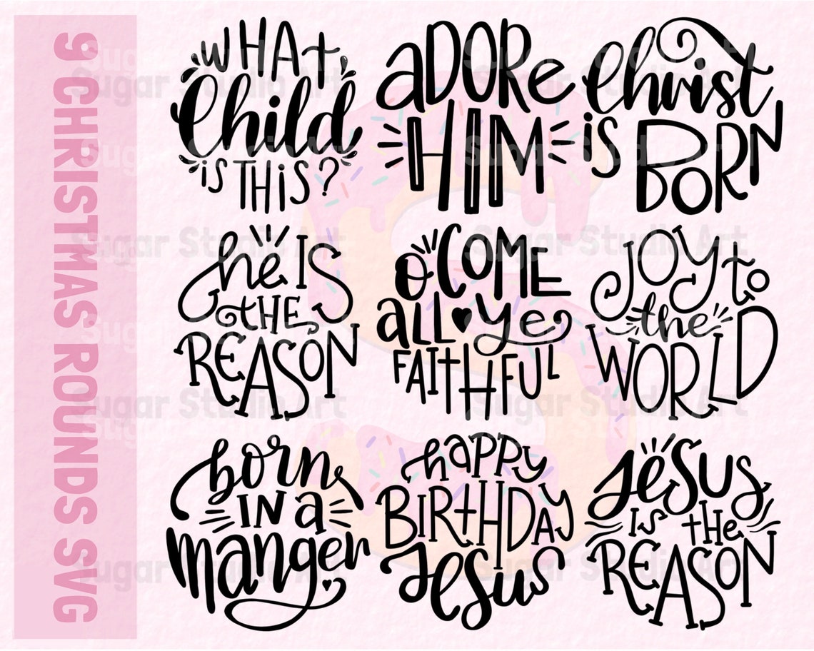 Hand Lettered Religious Christmas Rounds SVG, Christmas Ornament Svg ...