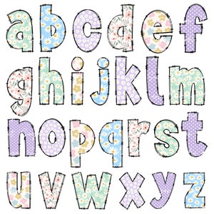 Spring Flower Alphabet Letters, Doodle Letters Bundle PNG, Spring ...