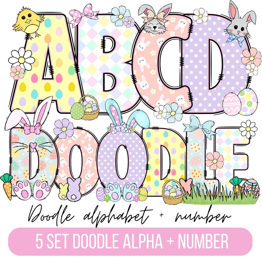 Easter Day Alphabet Letters PNG Bundle, Easter Clipart Png, Bunny ...