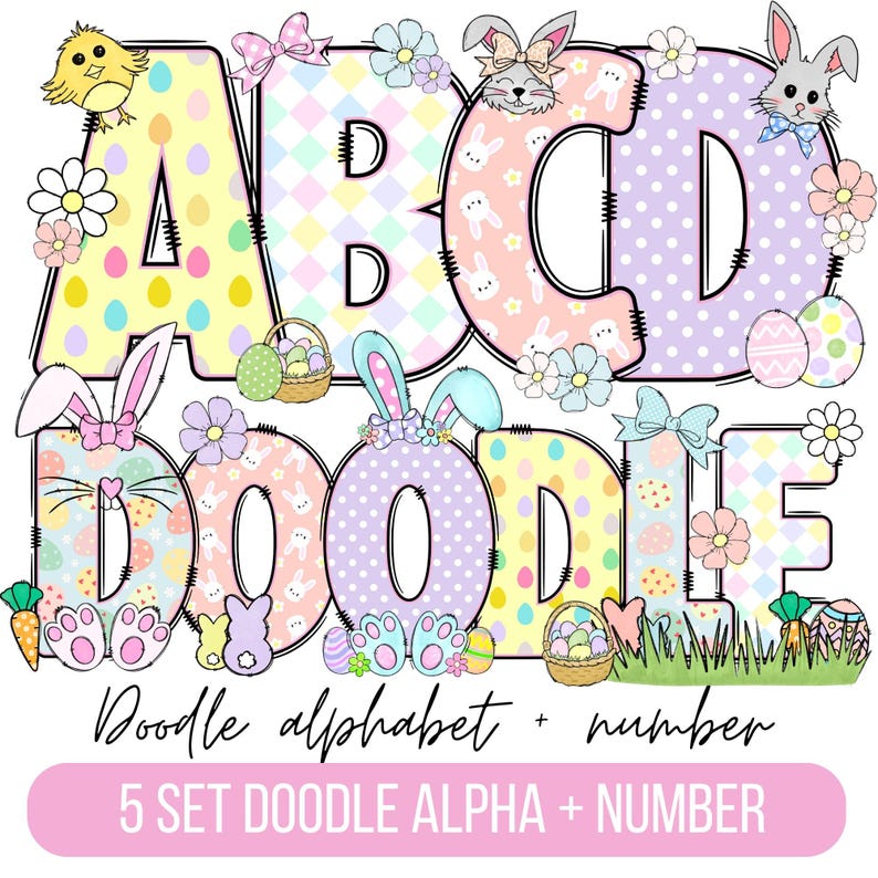 Easter Day Alphabet Letters PNG Bundle, Easter Clipart Png, Bunny ...