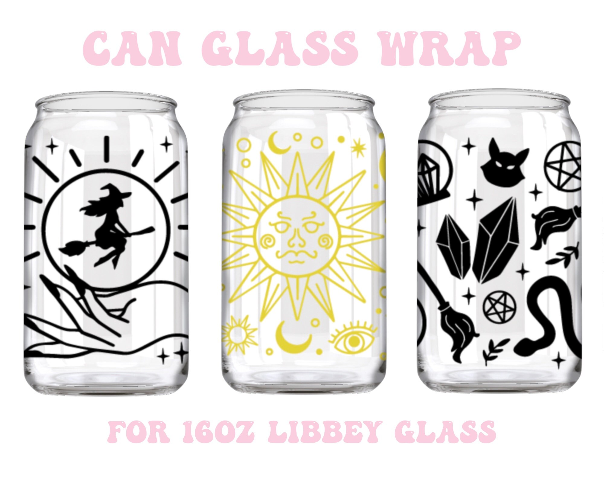 Halloween Can Glass Svg Bundle 16oz Libbey Full Wrap Svg - Etsy
