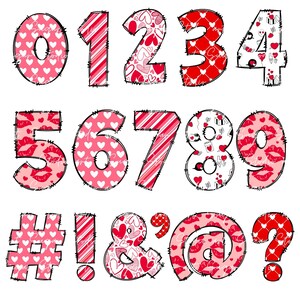 Valentine Doodle Letters, Valentines Alphabet PNG, Valentines Day ...