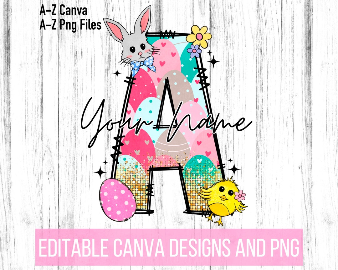 EDITABLE Easter Day Spring Floral Bunny Easter Eggs Doodle Letter ...