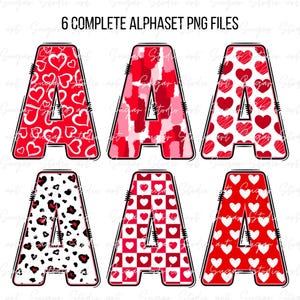 Valentine Doodle Letters V2, Valentines Alphabet PNG, Valentines Day ...
