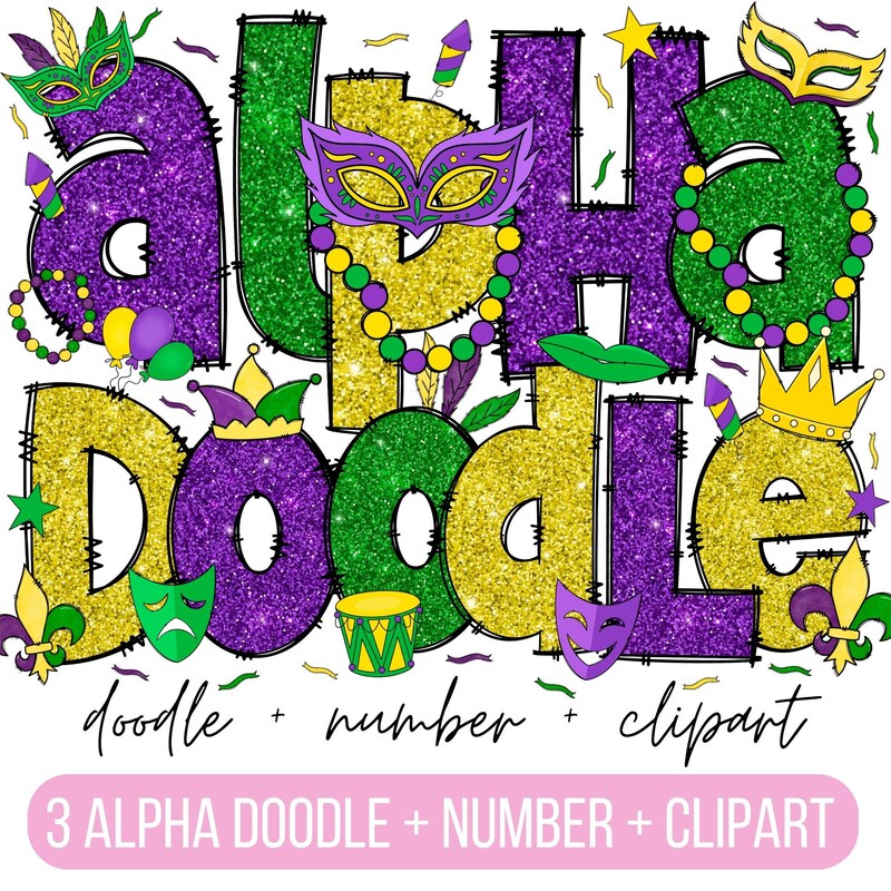 Mardi Gras Doodle Numbers - Etsy