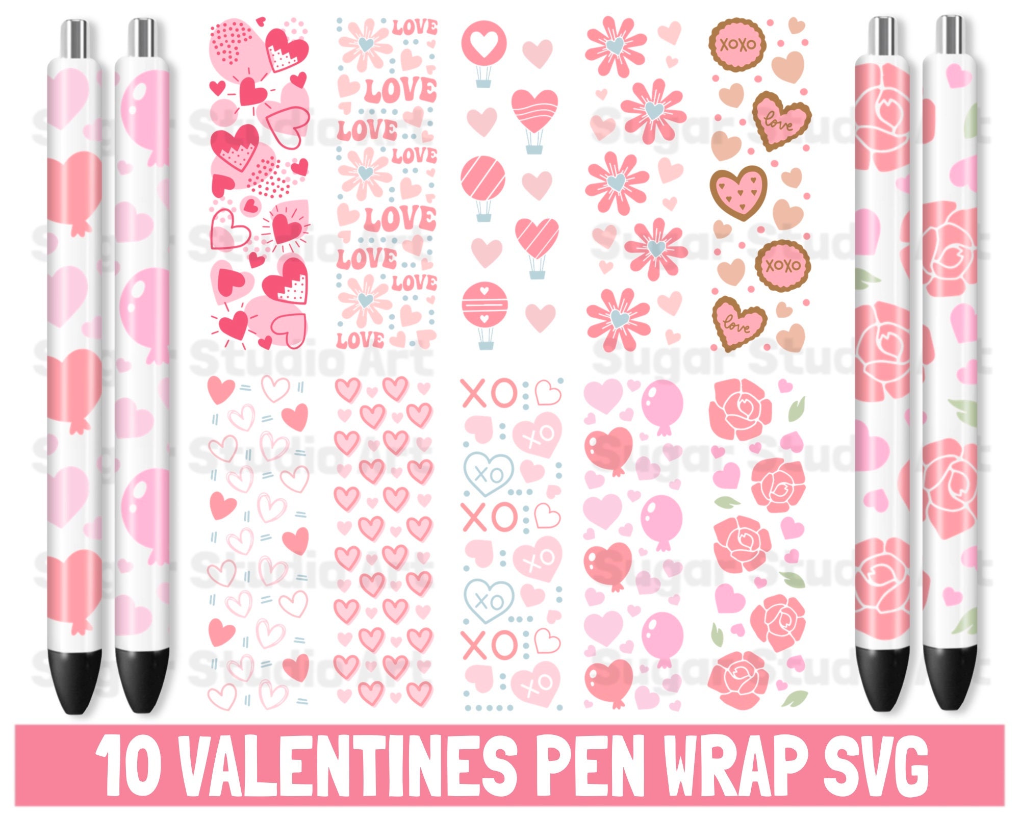 40 Valentine Pen Wrap Bundle Lip Kiss Pen Wraps Svg - Etsy