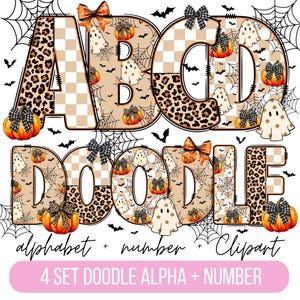 Halloween Doodle Letters PNG Files, Halloween Leopard Letters, Doodle ...
