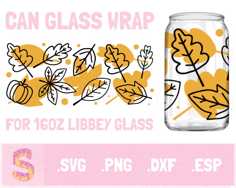 18pack Autumn Can Glass Wrap SVG Fall Libbey Svg Pumpkin - Etsy