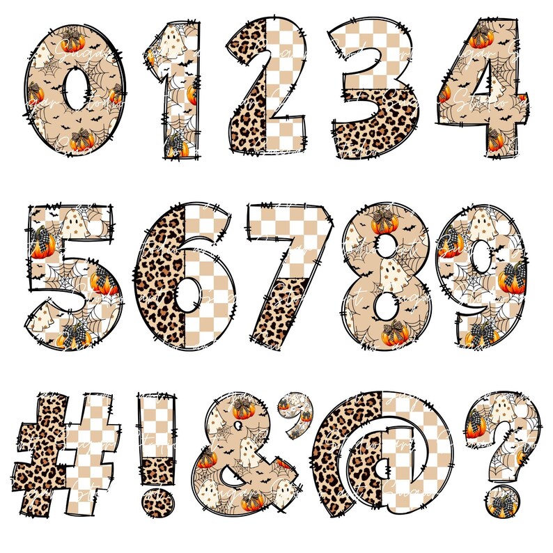 Halloween Leopard Doodle Letters PNG Files, Halloween Leopard, Doodle ...