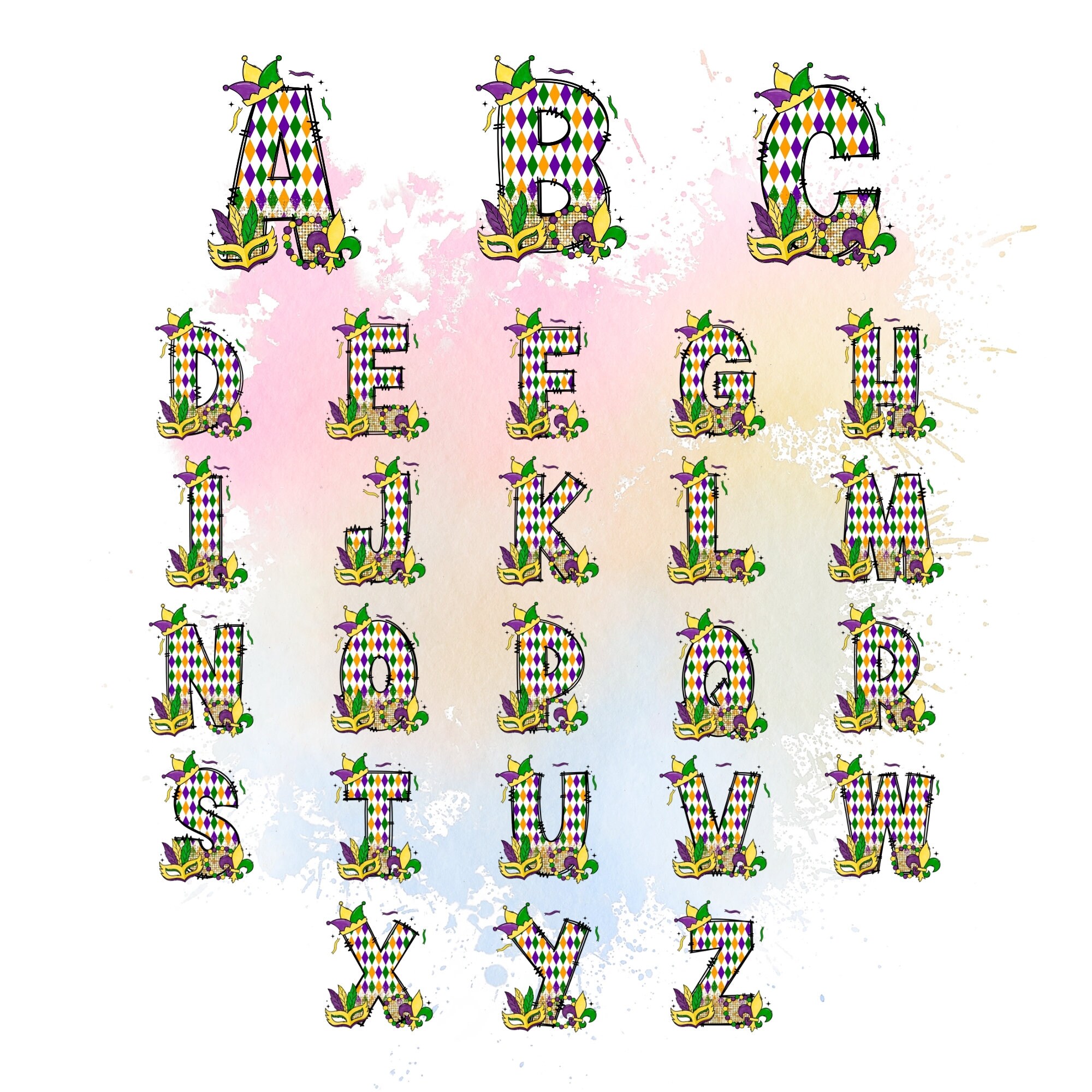 EDITABLE Mardi Gras Beads Louisiana Fleur De Lis Doodle Letter, Mardi ...