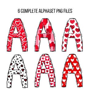 Valentine Doodle Letters V2, Valentines Alphabet PNG, Valentines Day ...