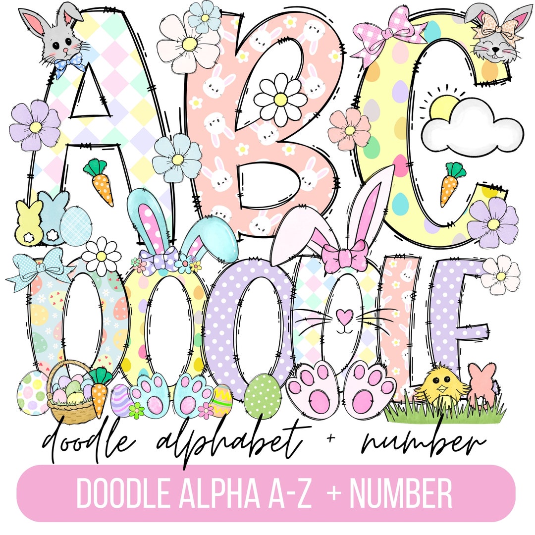Easter Day Alphabet Letters PNG Bundle, Easter Clipart Png, Bunny ...