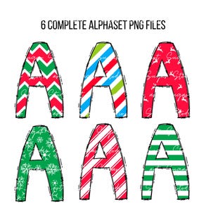 Christmas Doodle Alphabet Bundle, Santa PNG Letters, Numbers ...