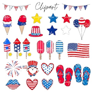 Patriotic Doodle Alphabet Bundle, 4th of July PNG Letters, Numbers ...