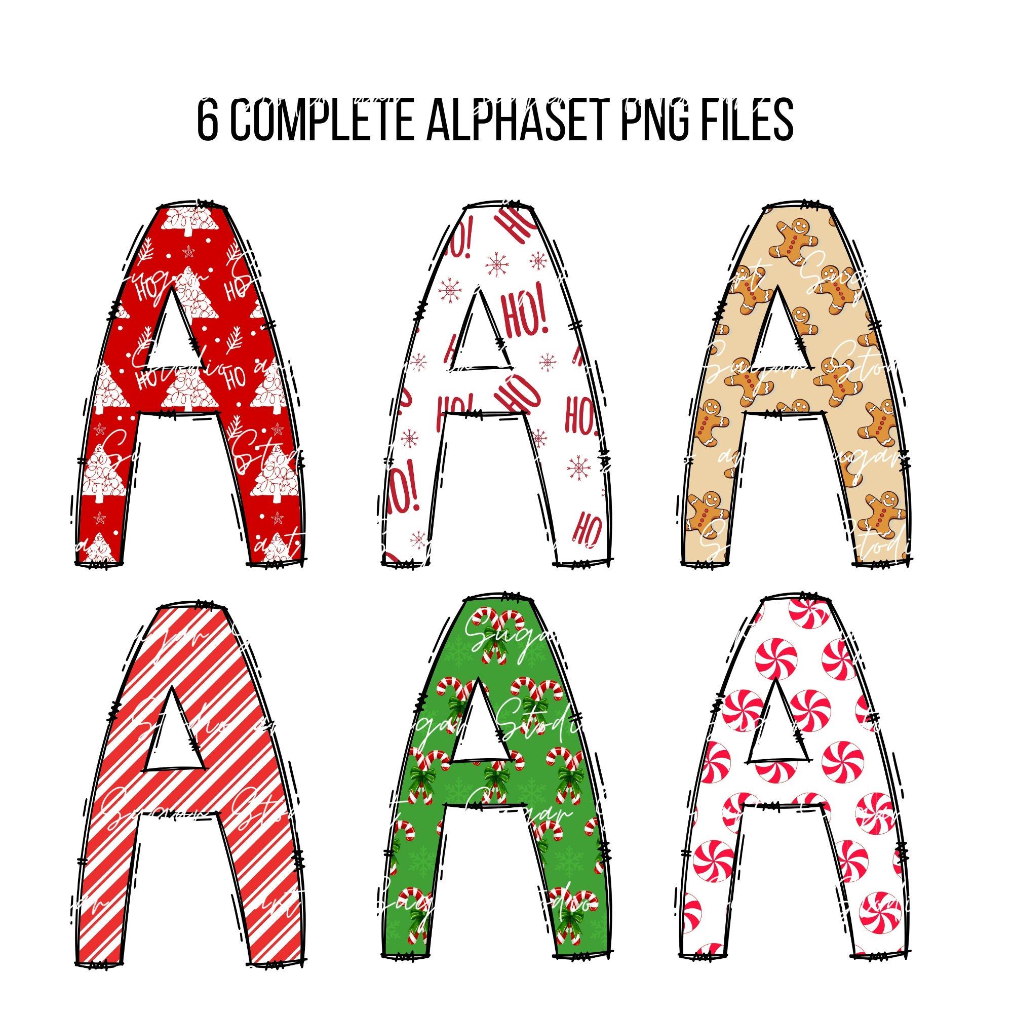 Christmas Doodle Letters, Christmas Alphabet PNG, Christmas Letters ...