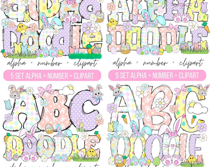 Spring Floral Alphabet PNG, Doodle Alpha, Doodle Flowers, Doodle ...