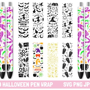 9 Halloween Witch Pen Wraps Bundle, Pen Wraps Svg, Halloween Svg ...