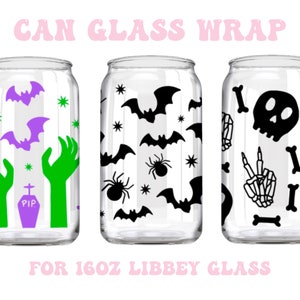 Halloween Can Glass Svg Bundle, 16oz Libbey Full Wrap Svg, Halloween ...