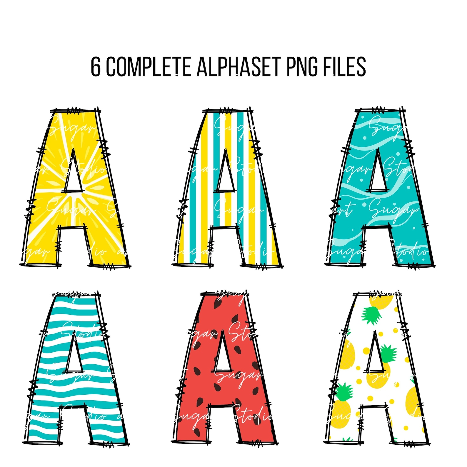 Summer Alphabet Letters PNG Bundle, Summer Clipart Png, Beach Doodle ...
